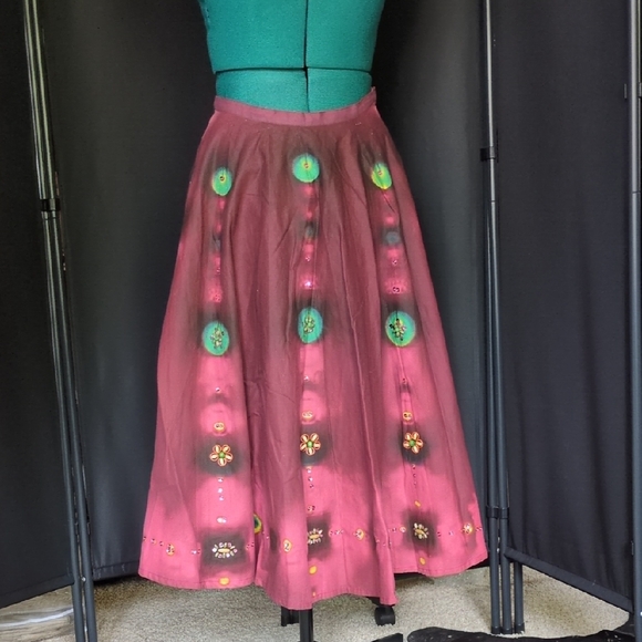 Lapis | Skirts | Lapis Pink And Green Embellished Midi Skirt | Poshmark